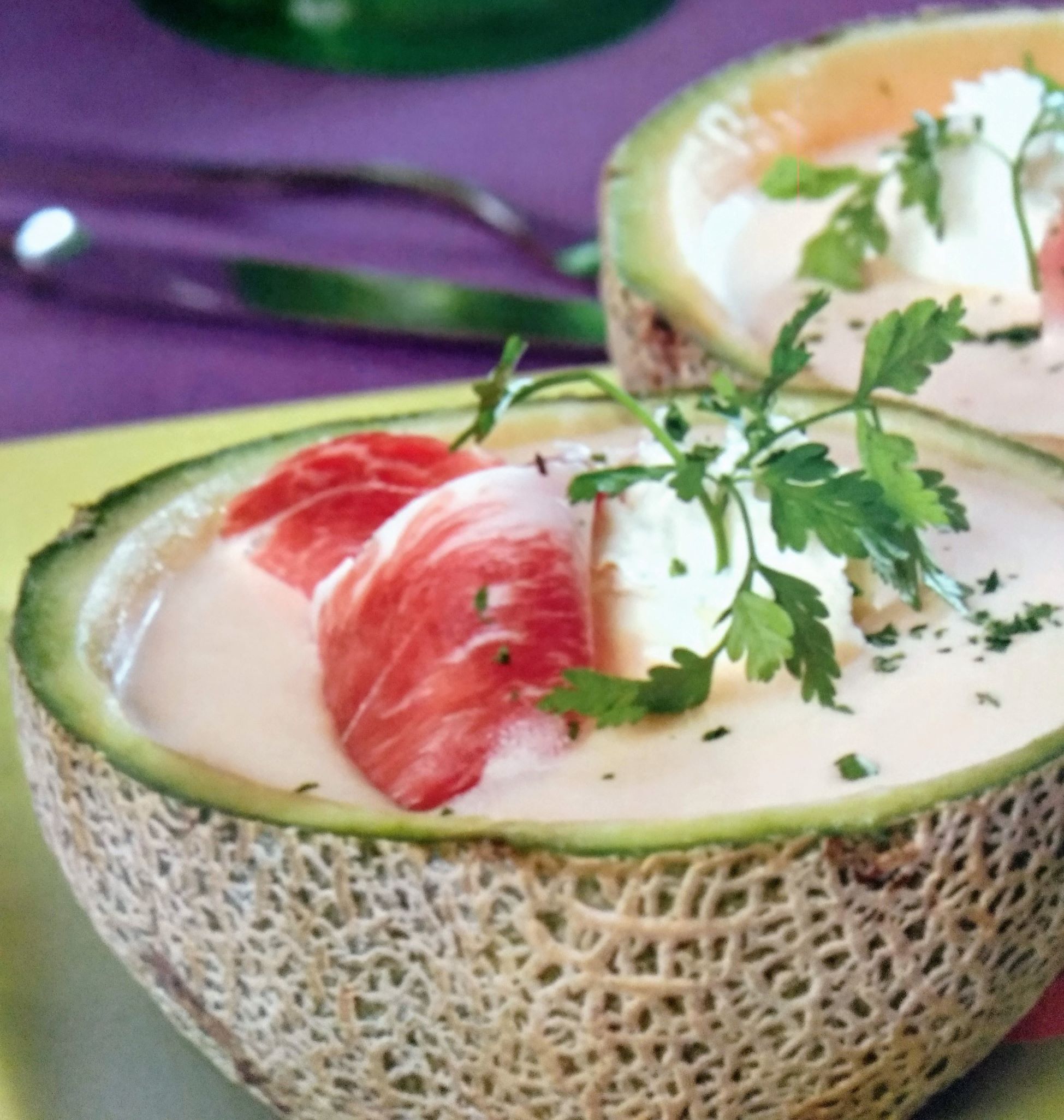 Jamón serrano con mousse de melón - Recetas de X